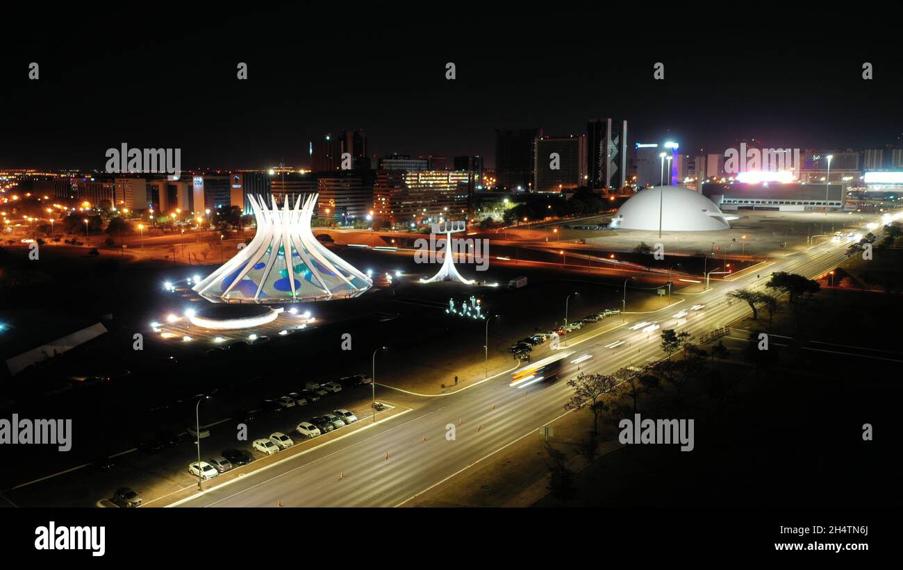 BRASILIA, BRAZIL - Jul 24, 2021: A night view of the Metropolitan ...