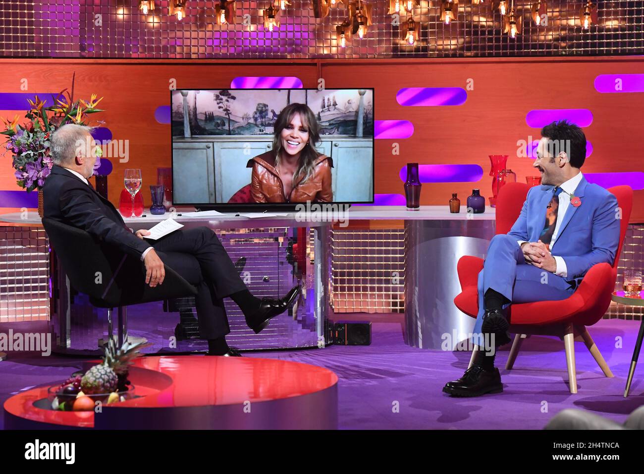 EDITORIAL USE ONLY Host Graham Norton interviews Halle Berry and Paul ...