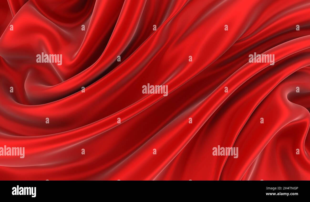 Red silk background. Waves of red silk full screen. Abstract elegant ...