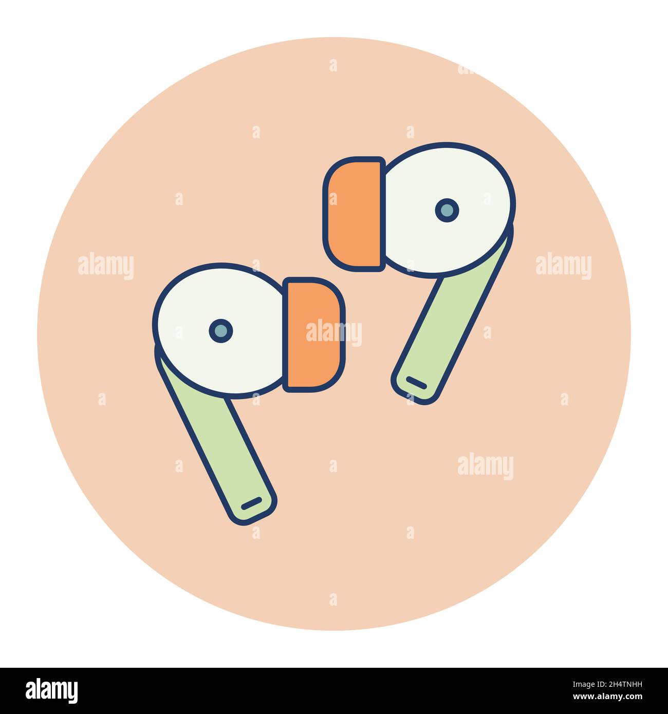Pair of wireless earbud headphones color vector icon. Graph symbol for ...