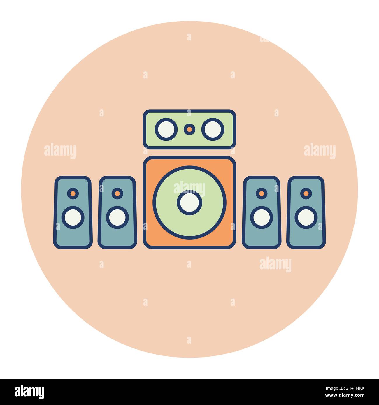 5.1 surround sound system vector icon. Graph symbol for music and sound ...