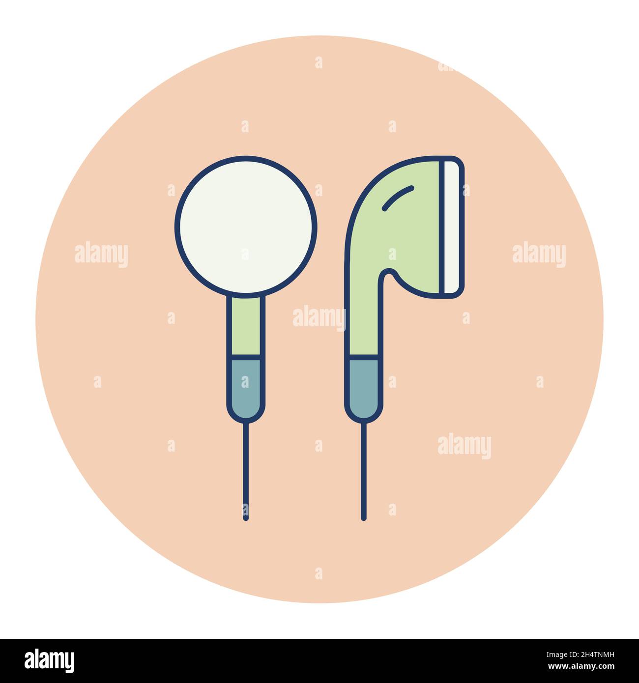 Ear-bud headphone color vector flat icon. Graph symbol for music and ...