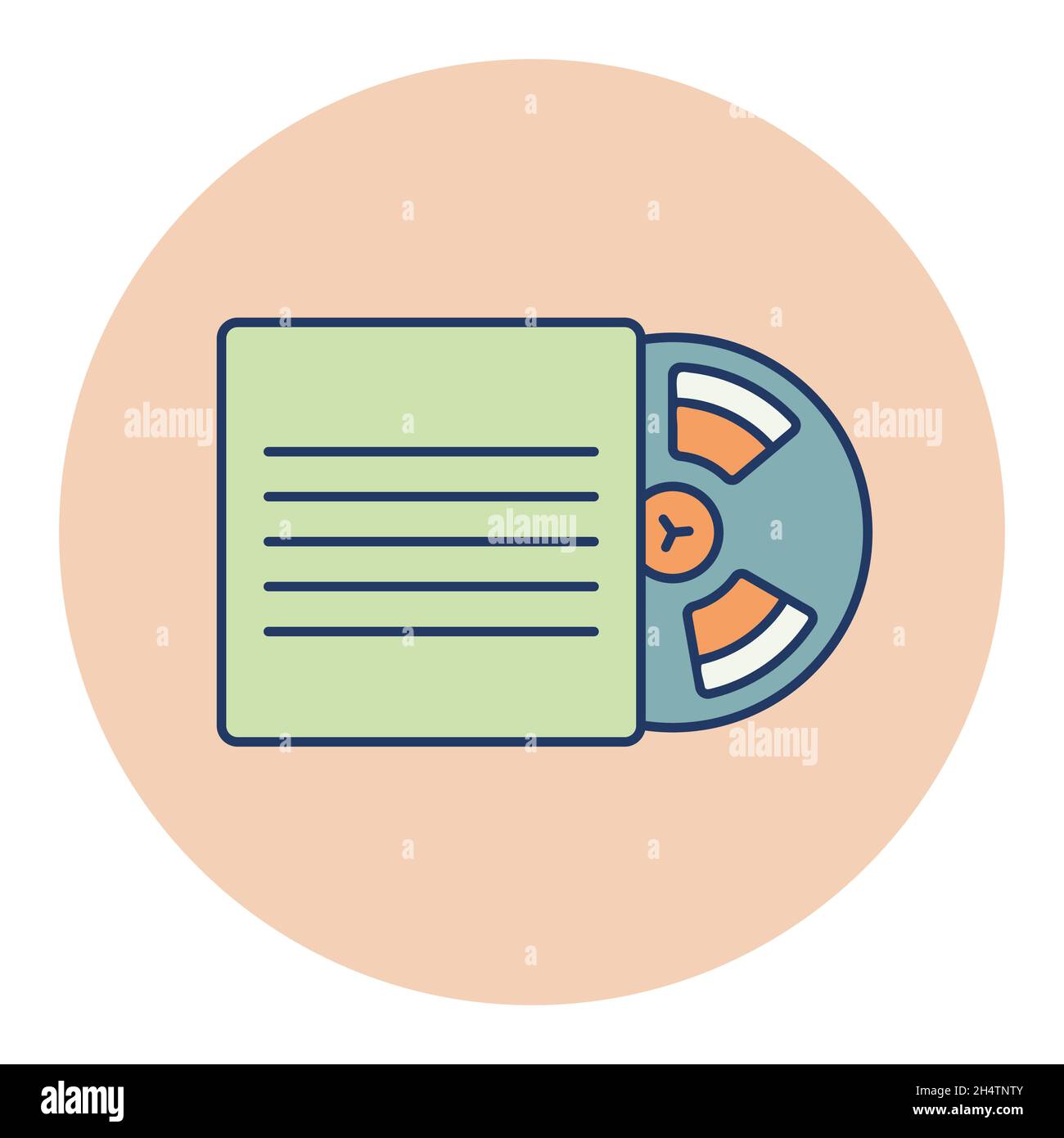 Magnetic tape reel, retro music tape storage color vector icon. Music ...