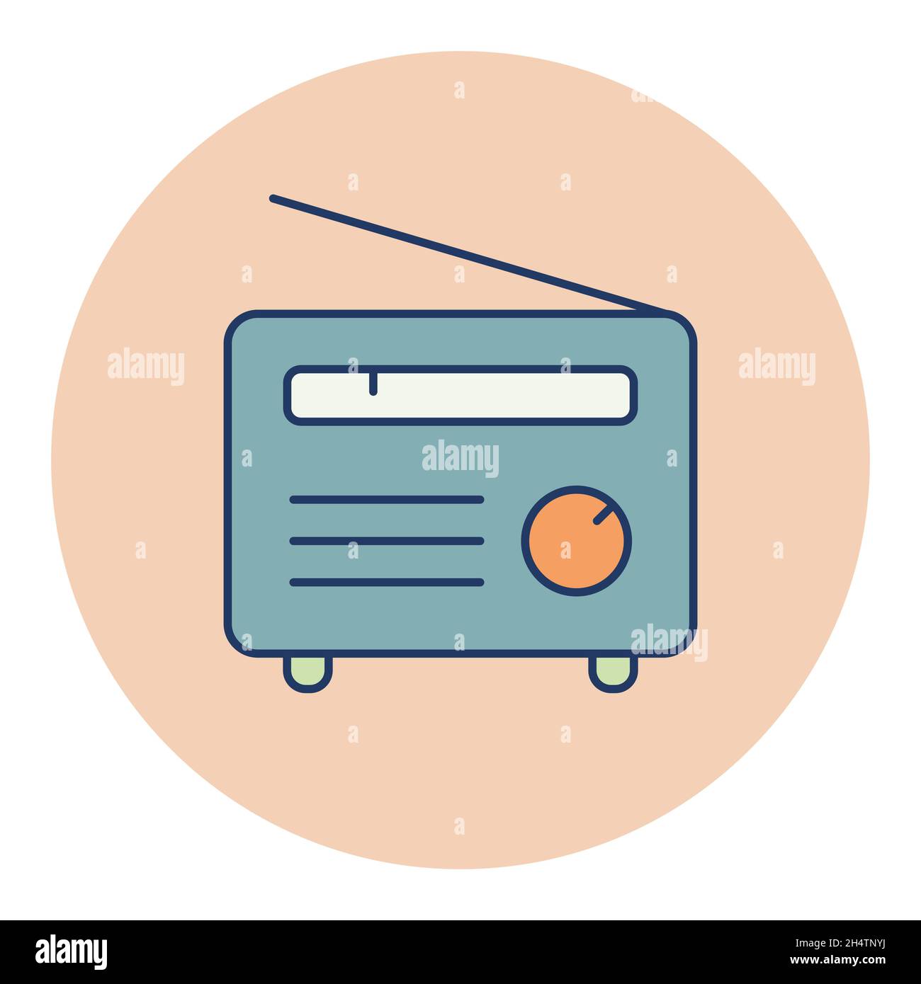 Retro radio color vector flat icon. Graph symbol for music and sound ...