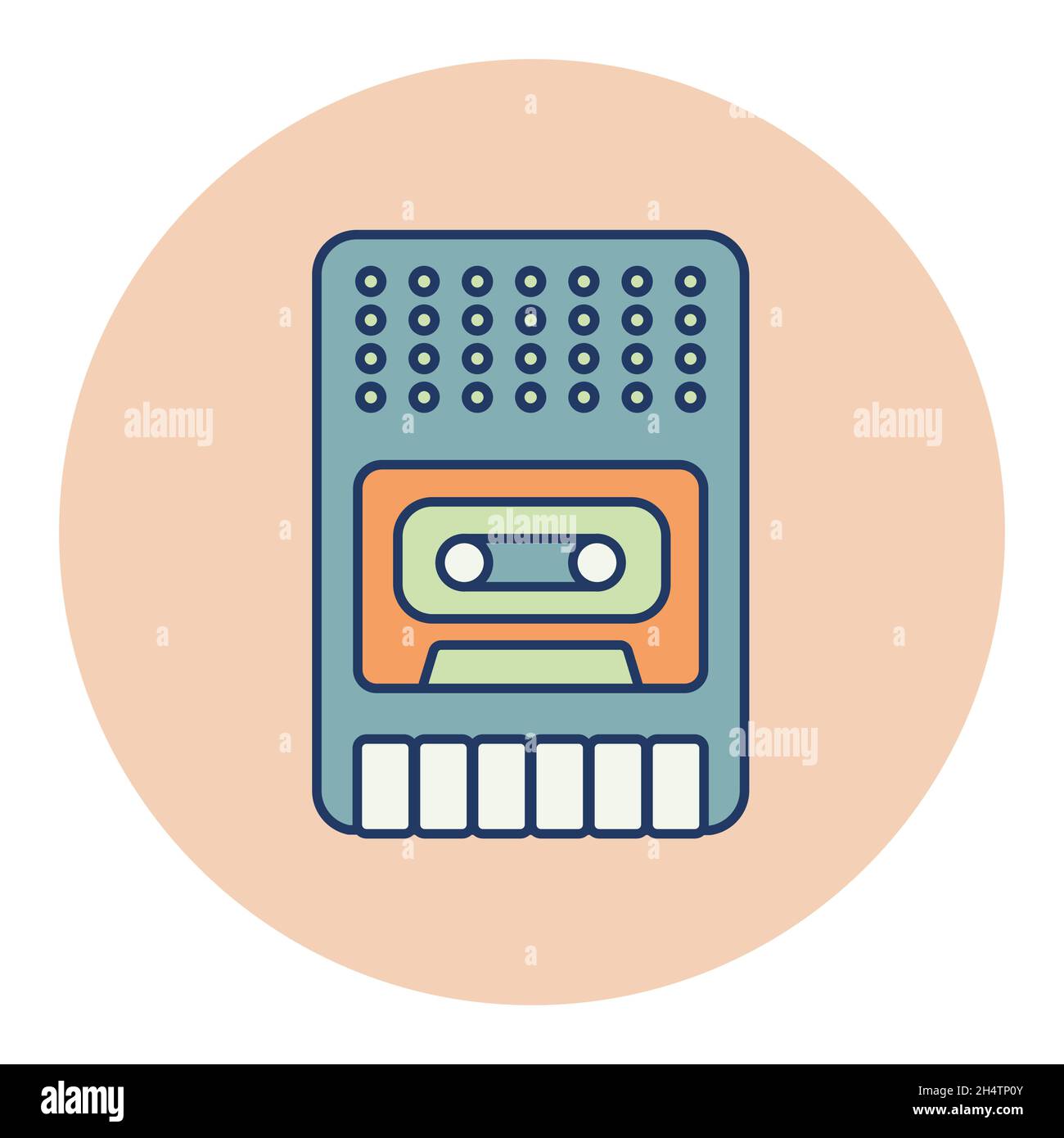 Vintage audio tape recorder color vector icon. Graph symbol for music ...