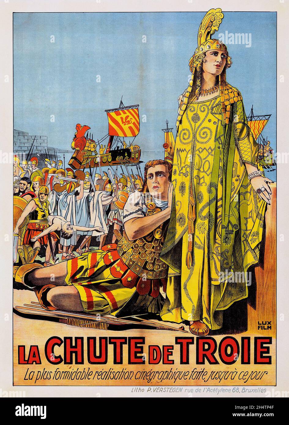 Vintage movie poster - The Fall of Troy (Lux Film, 1911 Stock Photo - Alamy