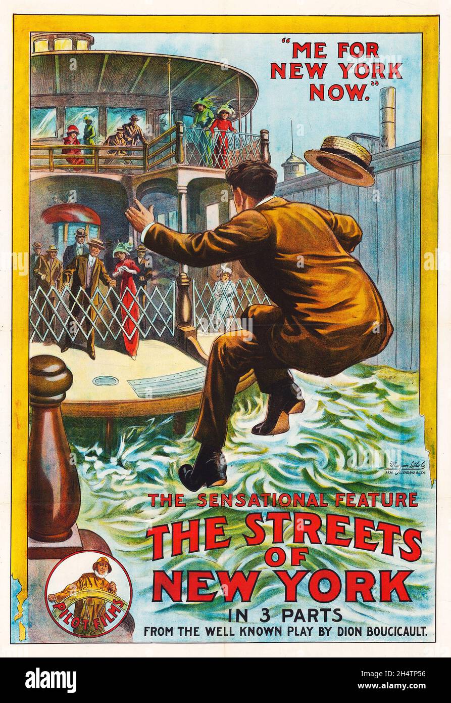 Vintage movie poster - The Streets of New York (Pilot, 1913 Stock Photo ...