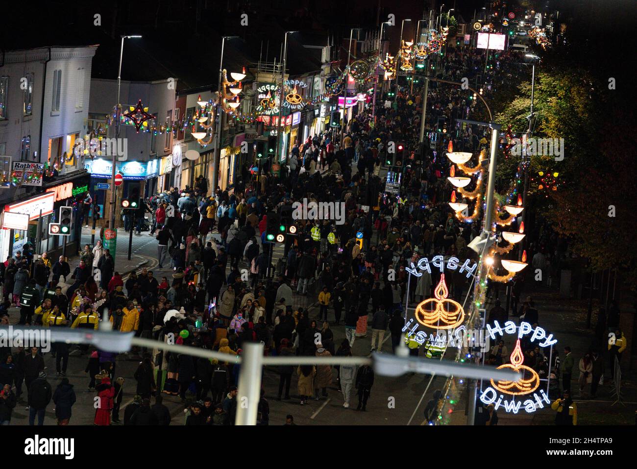 People on the golden mile in Leicester at the start of Diwali, a five ...