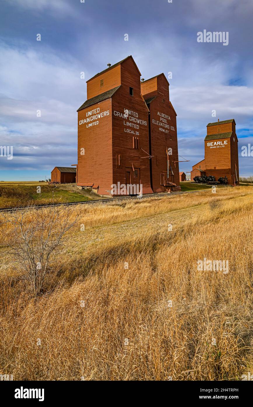 Grain Elevators, Rowley, Alberta, Canada Stock Photo - Alamy