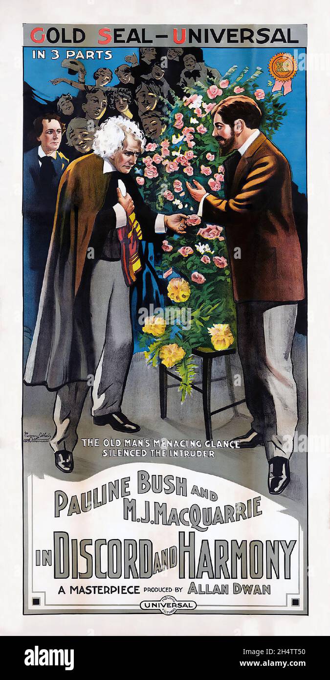 Vintage movie poster for the 1914 film Discord and Harmony Stock Photo ...