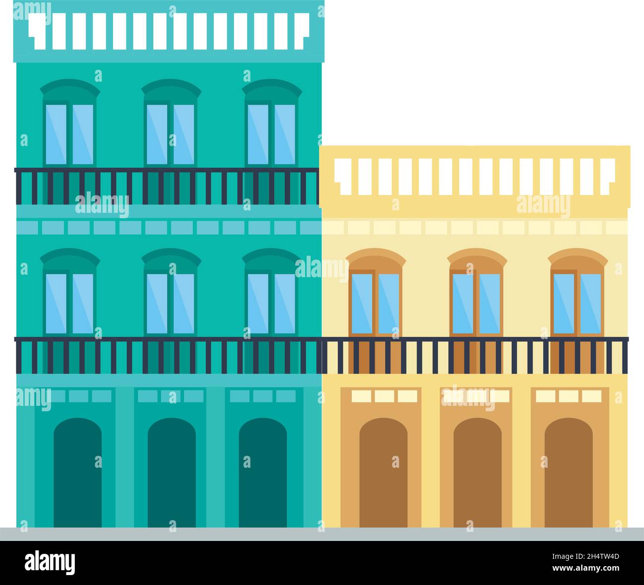 yellow and green buildings Stock Vector Image & Art - Alamy