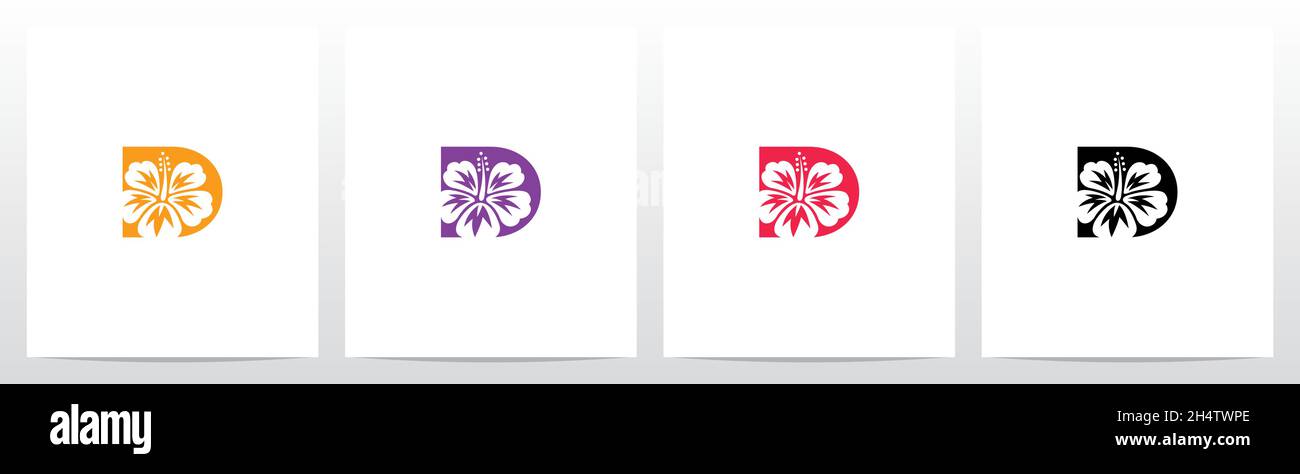 Hibiscus Flower On Letter Logo Design D Stock Vector Image & Art - Alamy