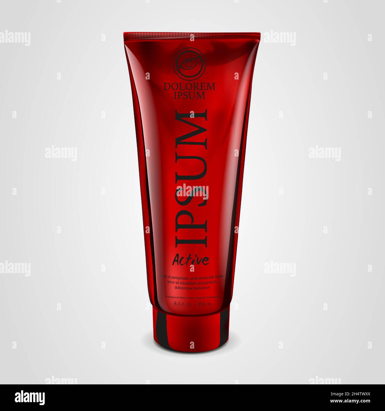 Devilish red packaging black glossy tube for cosmetics isolated on ...