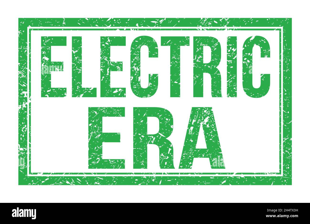 ELECTRIC ERA, words written on green rectangle stamp sign Stock Photo ...