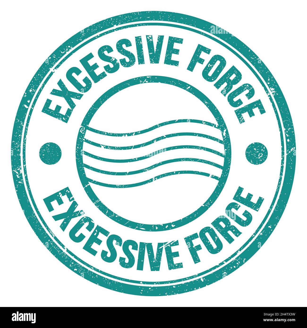 EXCESSIVE FORCE word written on blue round postal stamp sign Stock ...
