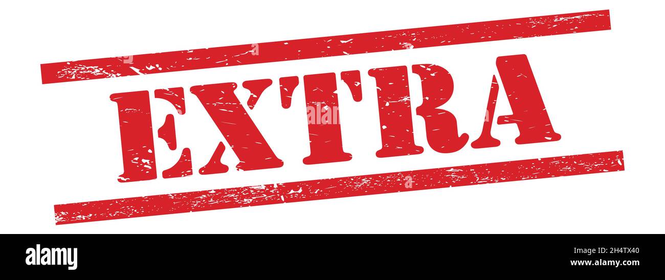 EXTRA text on red grungy vintage rubber stamp Stock Photo - Alamy