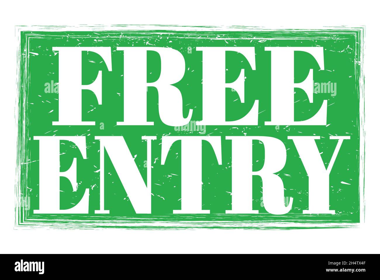 FREE ENTRY, words written on green grungy stamp sign Stock Photo - Alamy