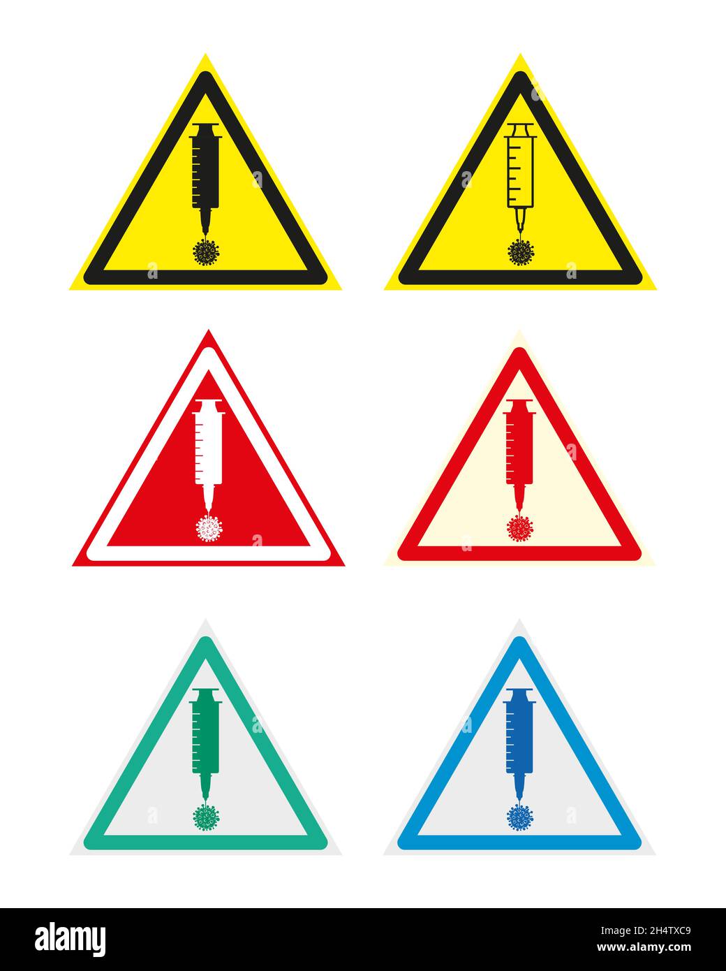 Set of Vaccinated COVID-19 triangle labels. Vaccination information ...