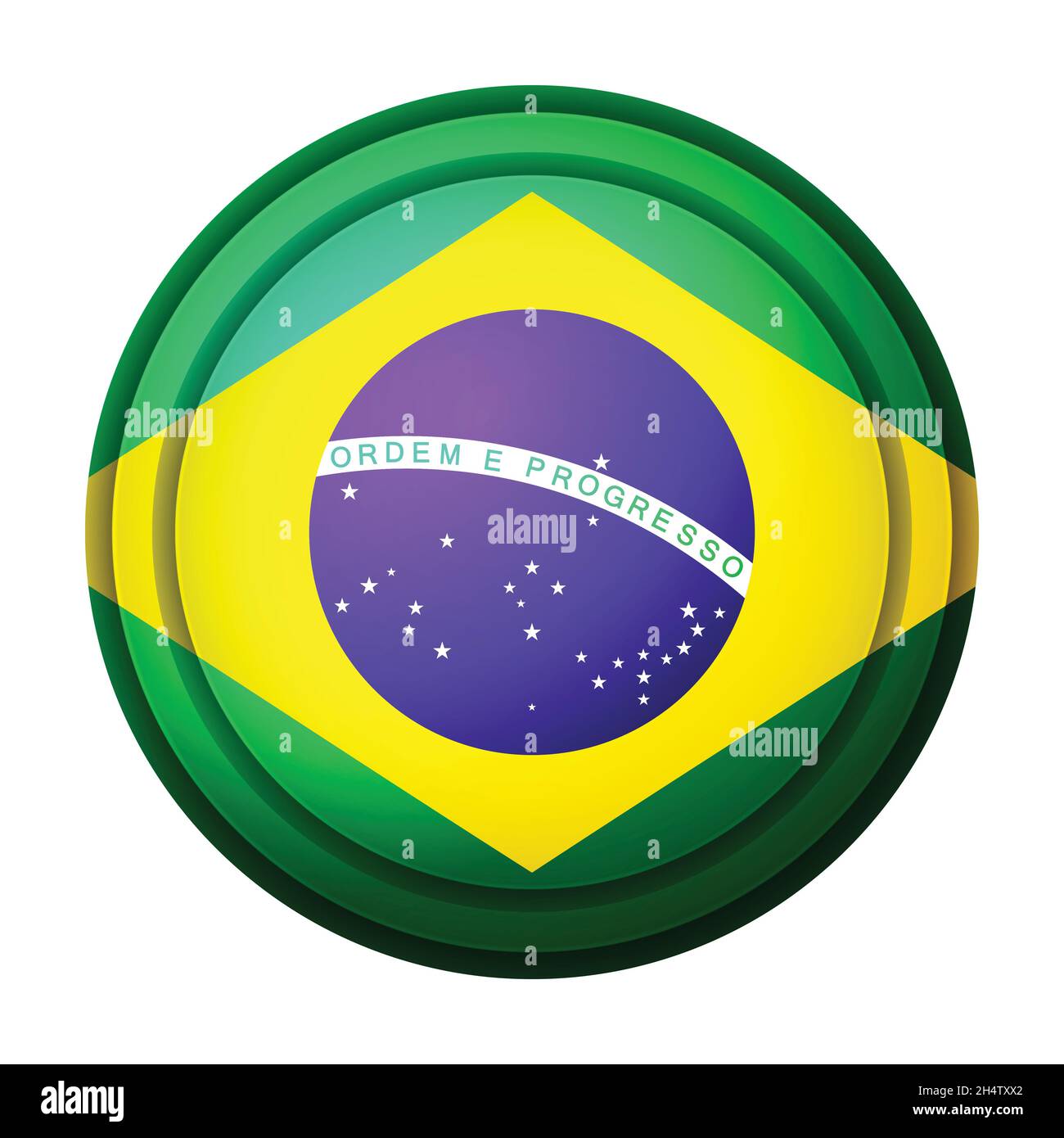 Flag brazil round glossy icon hi-res stock photography and images - Alamy
