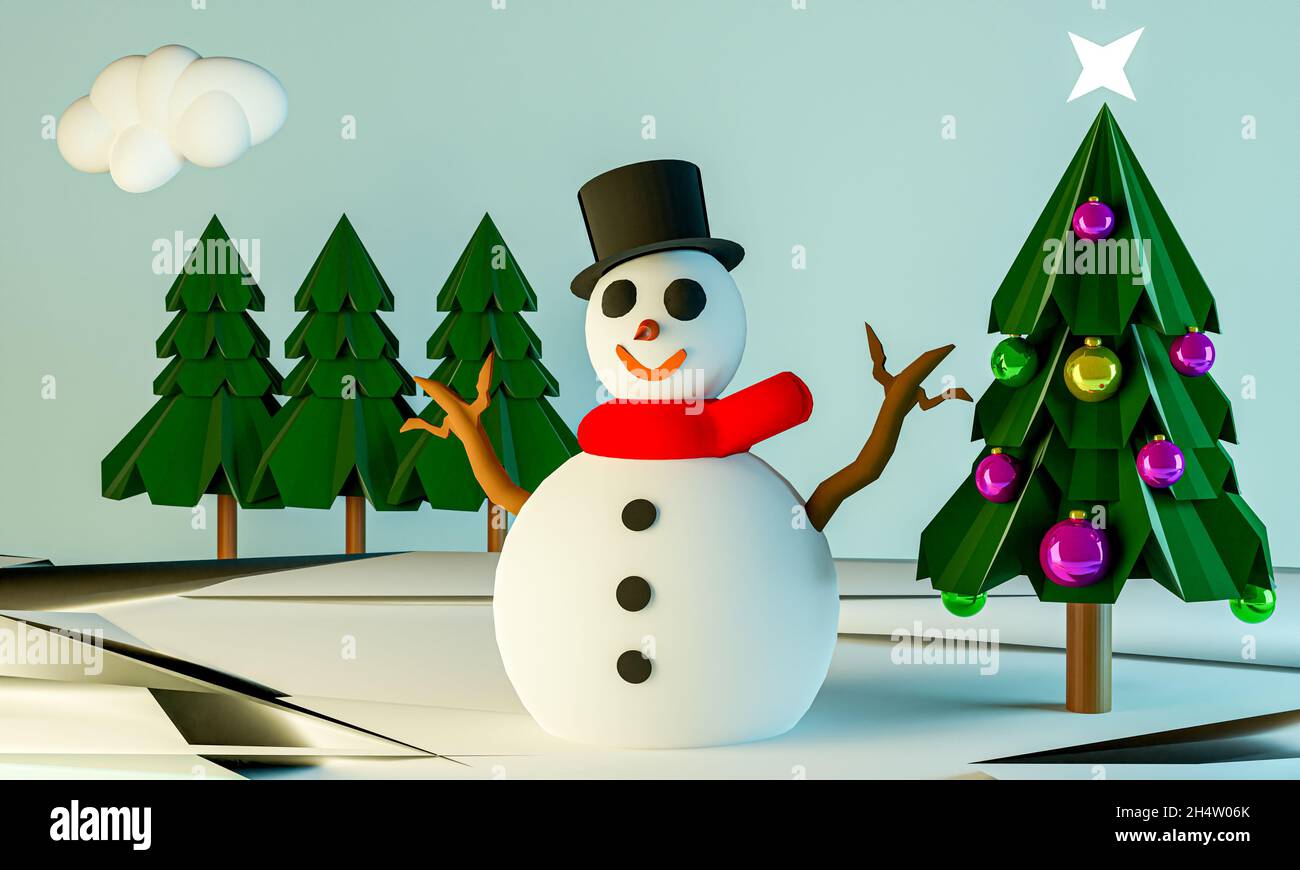 3D render depicting a Christmas scene Stock Photo - Alamy