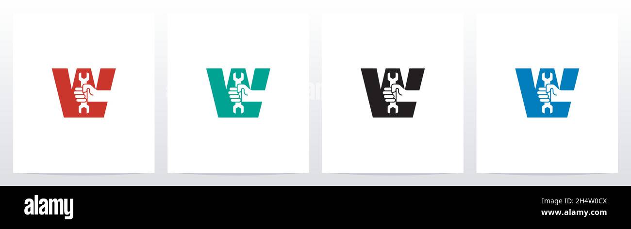 Hand Holding Wrench On Letter Logo Design W Stock Vector Image & Art ...