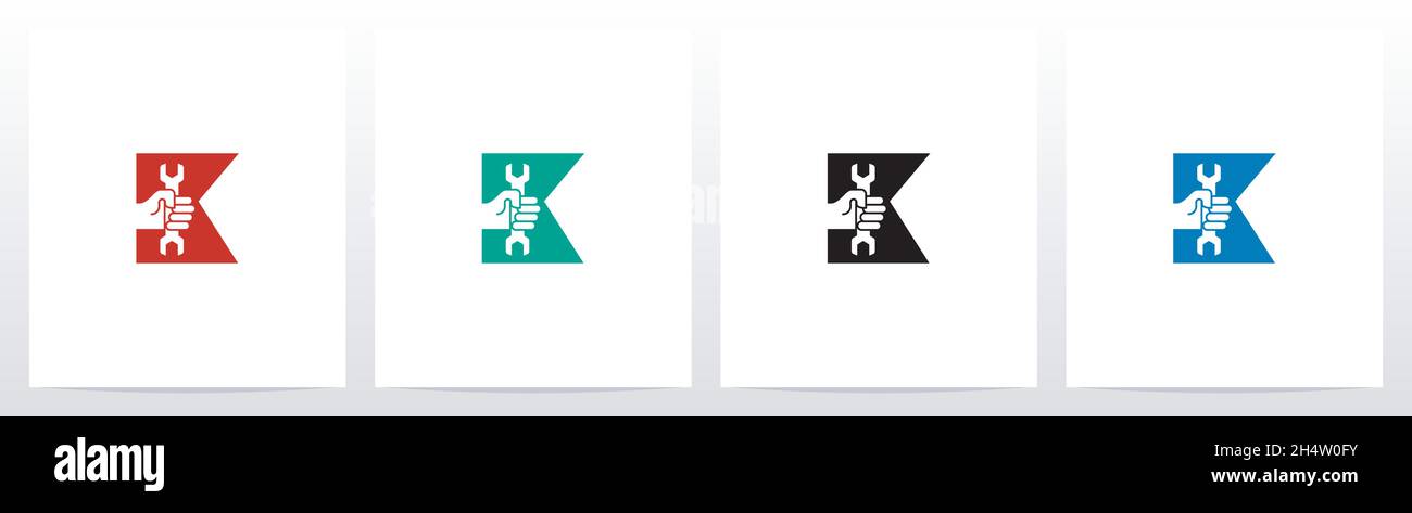 Hand Holding Wrench On Letter Logo Design K Stock Vector Image & Art ...