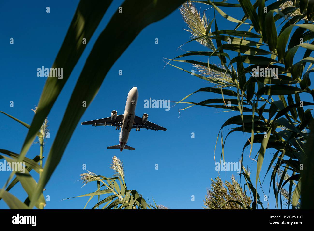 Flying over the Llobregat delta Plane heads Barcelona airport for ...