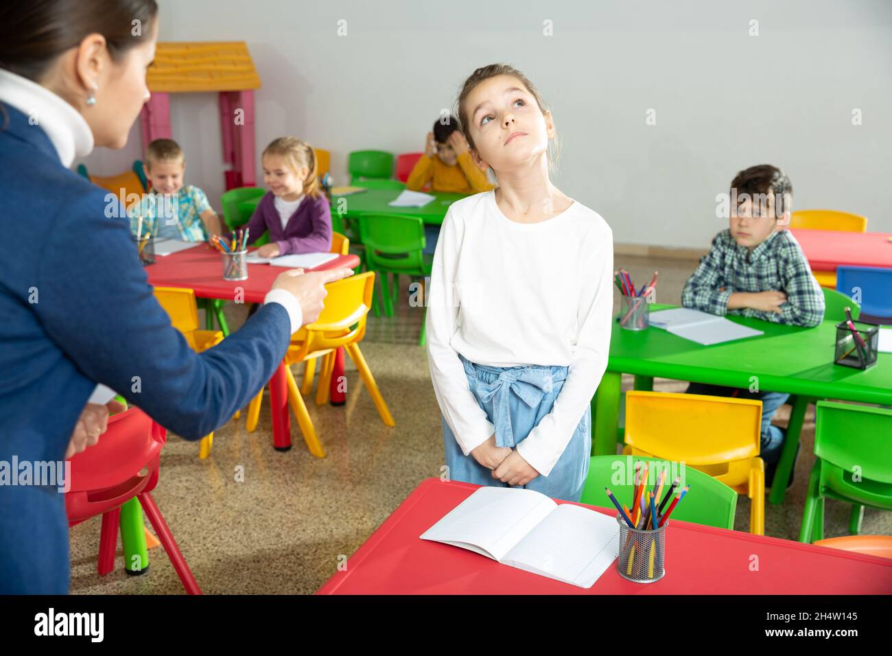 Children teacher scolding hi-res stock photography and images - Alamy