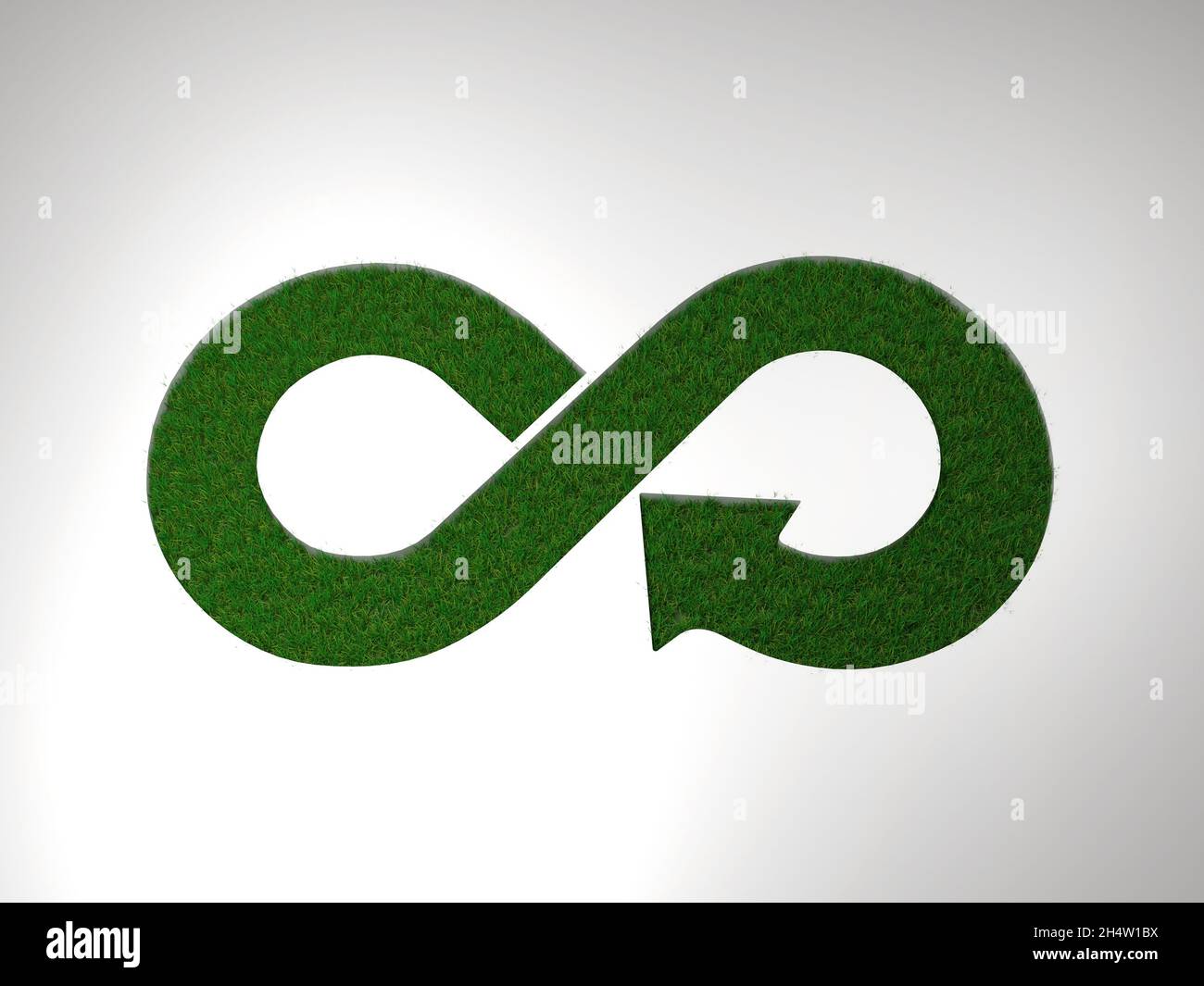 3d rendering of the circular economy infinity symbol made with 3d grass ...