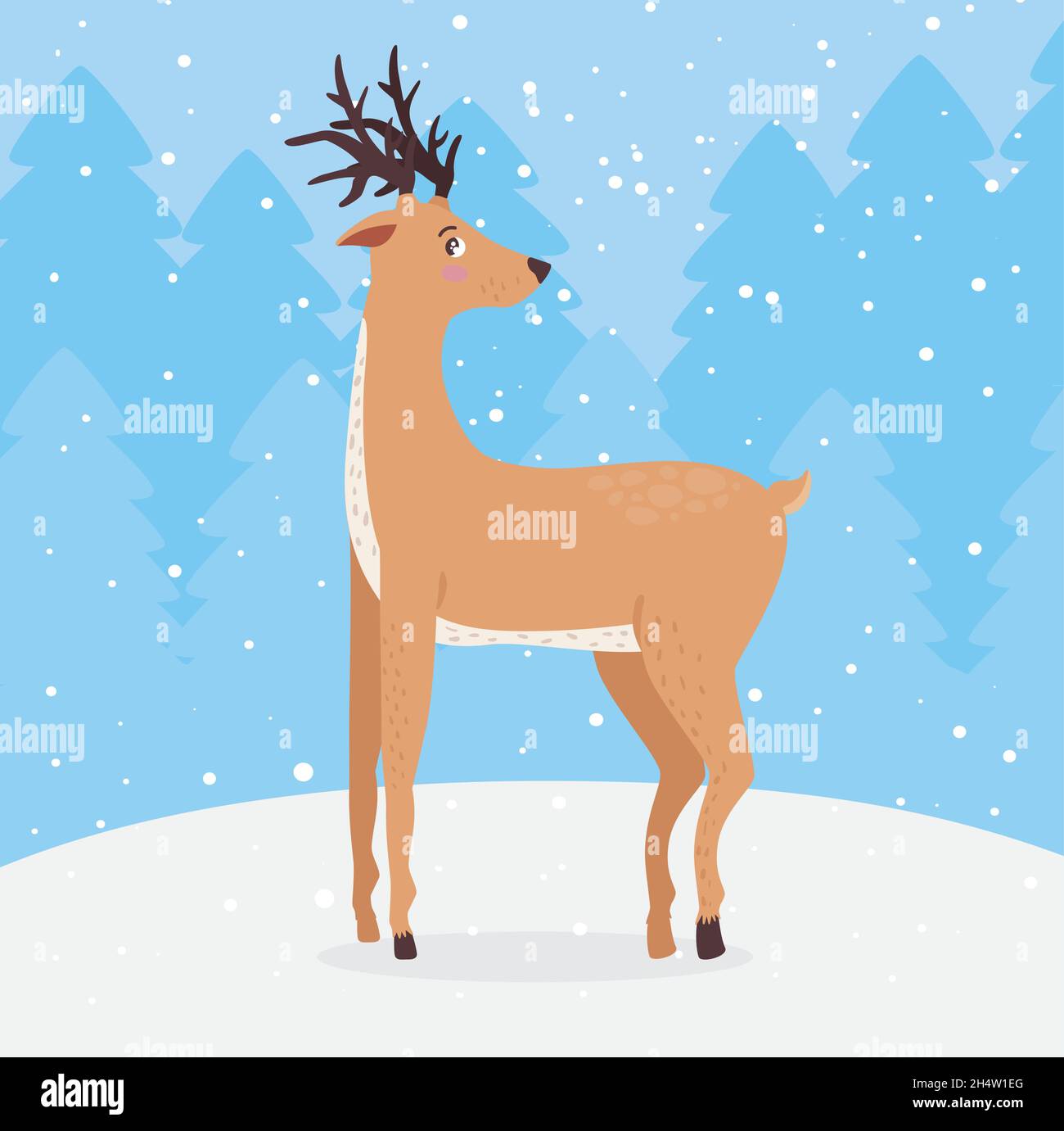 Cute reindeer in snowscape christmas hi-res stock photography and ...