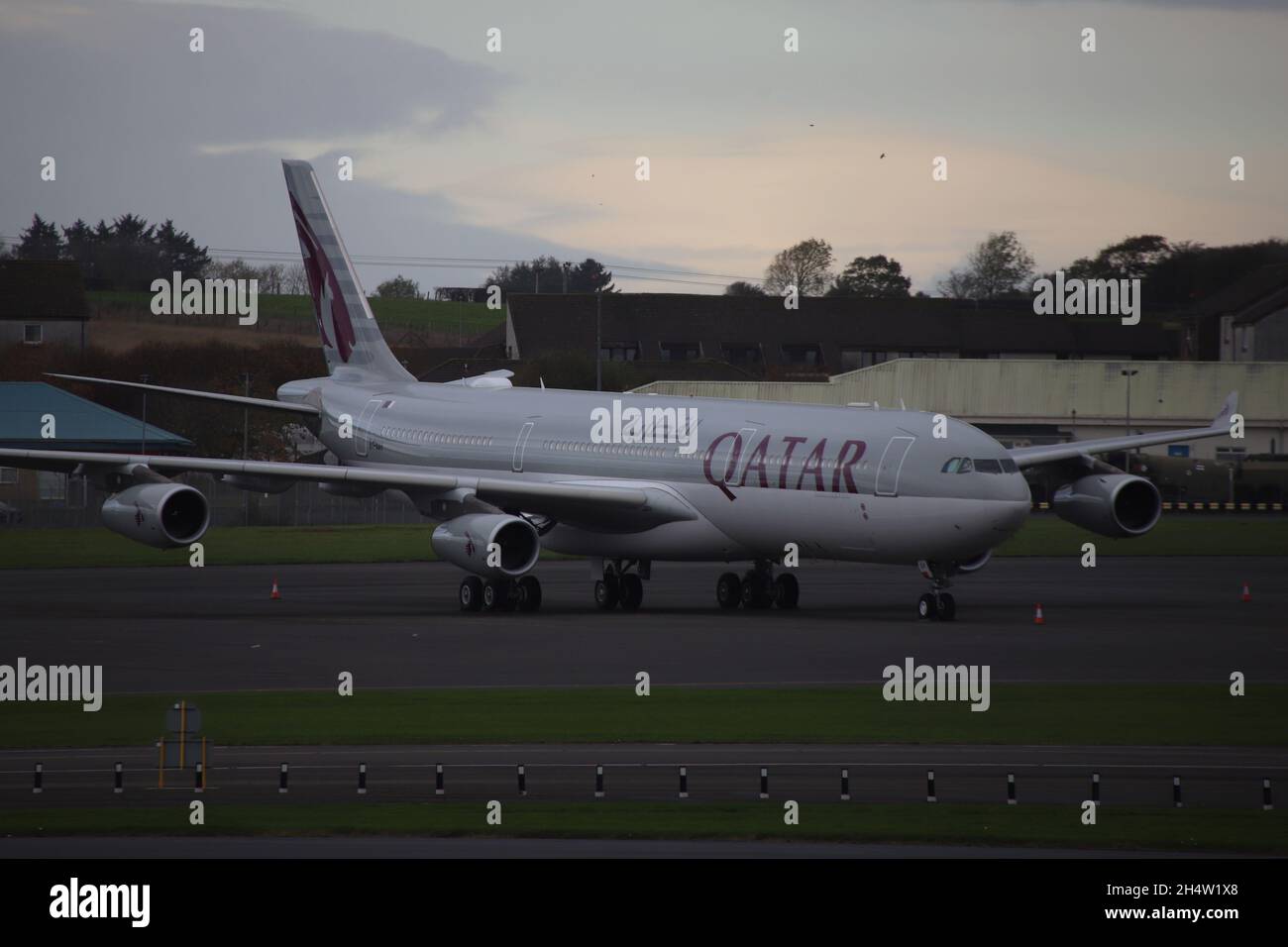 A7-AAH, an Airbus A340-313 operated by the Qatar Amiri Flight in a VIP ...