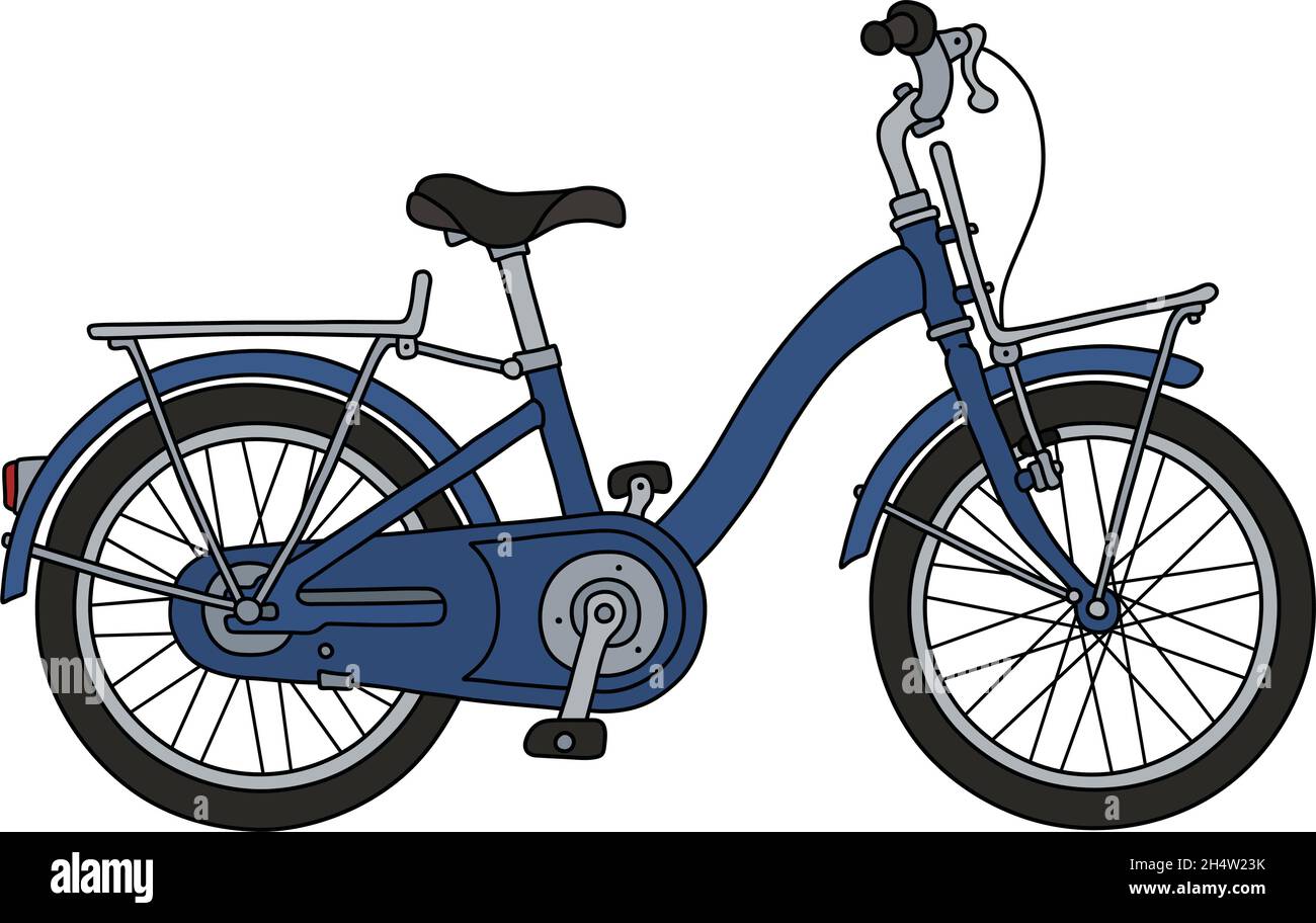 The hand drawing of a retro blue bicycle Stock Vector Image & Art - Alamy
