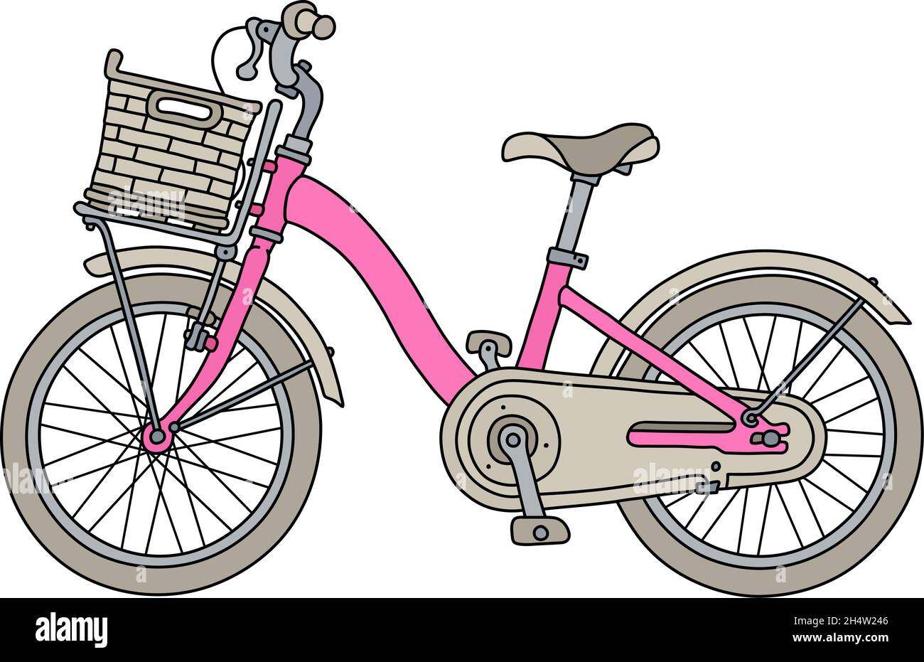 The hand drawing of a pink bicycle for girls Stock Vector Image & Art ...