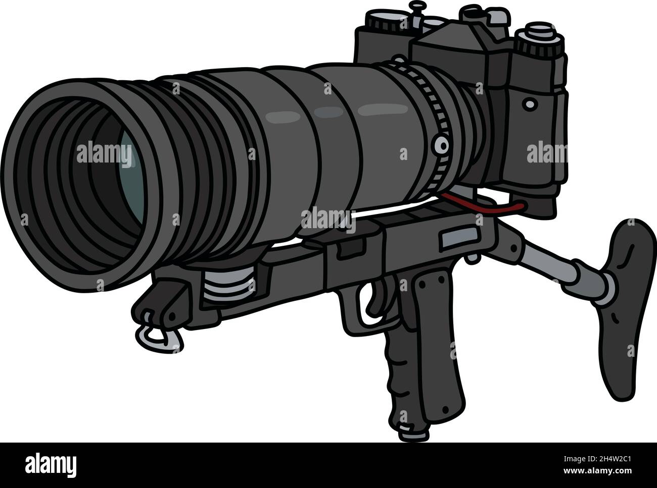 The vector illustration of a black large photo rifle Stock Vector Image ...