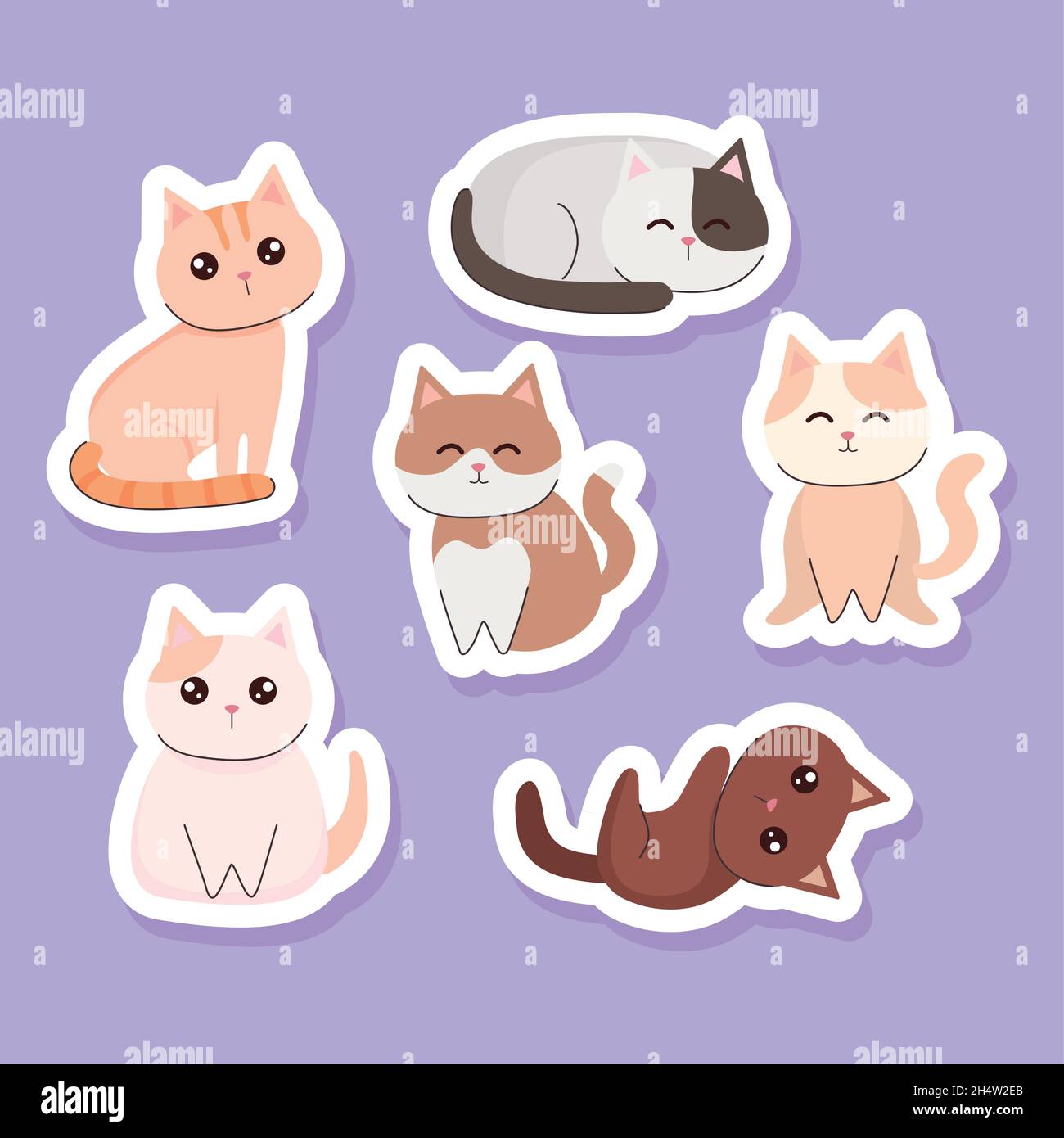 stickers of cute cats Stock Vector Image & Art - Alamy