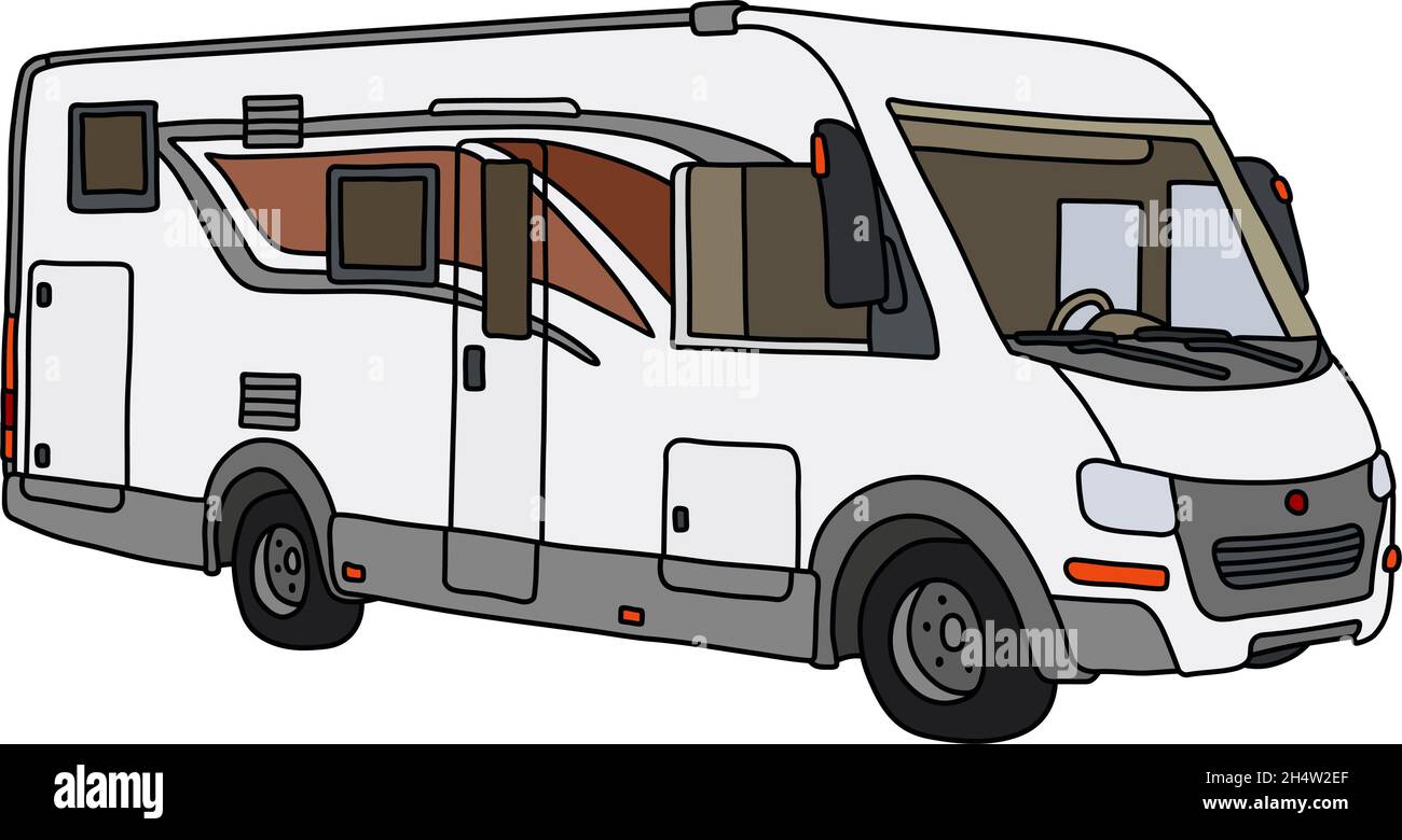 The vectorized hand drawing of a modern large motor home Stock Vector ...