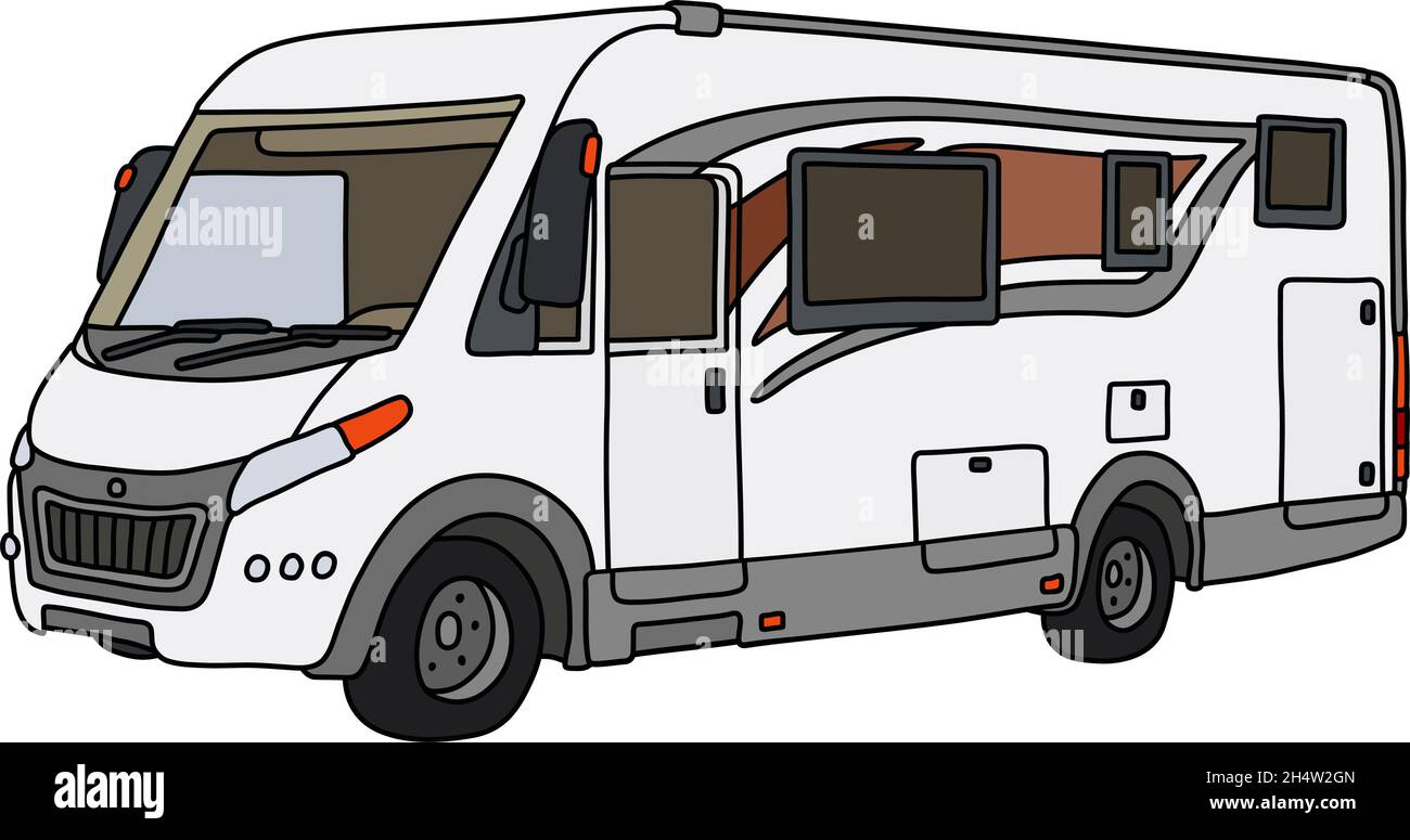 The vectorized hand drawing of a modern large motor home Stock Vector ...