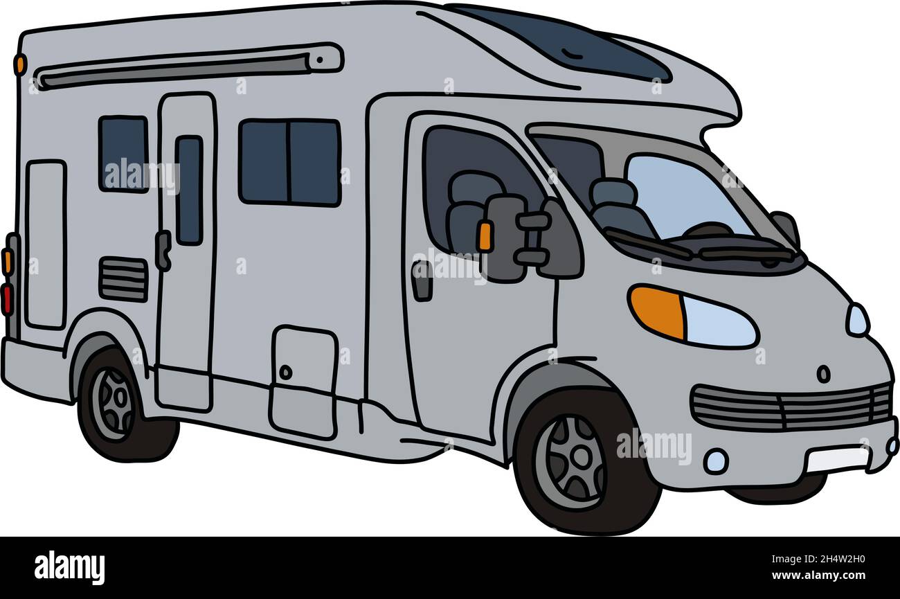 The vectorized hand drawing of a silver caravan Stock Vector Image ...