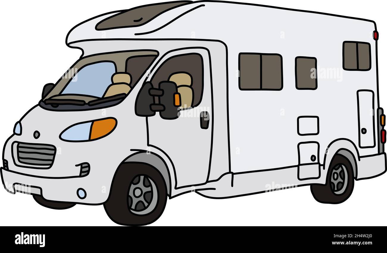 The vectorized hand drawing of a white caravan Stock Vector Image & Art ...