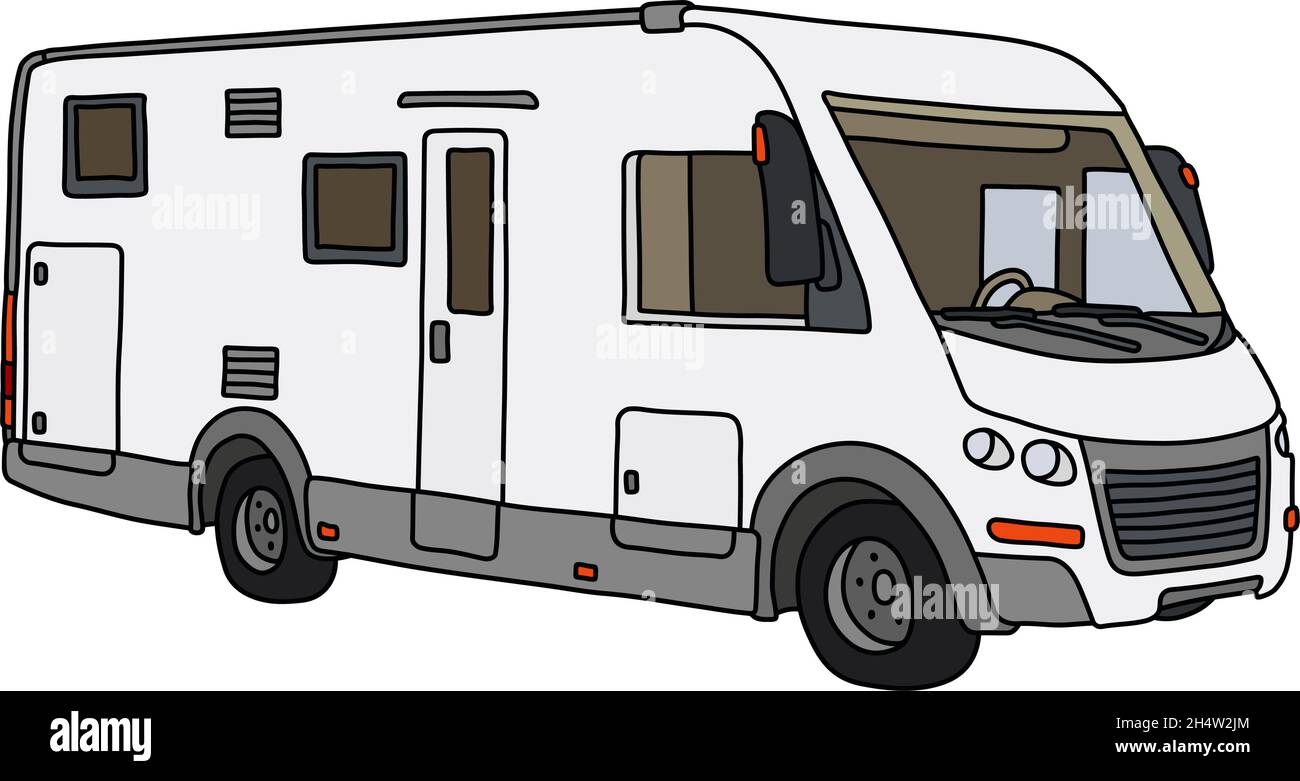 The vectorized hand drawing of a modern large motor home Stock Vector ...