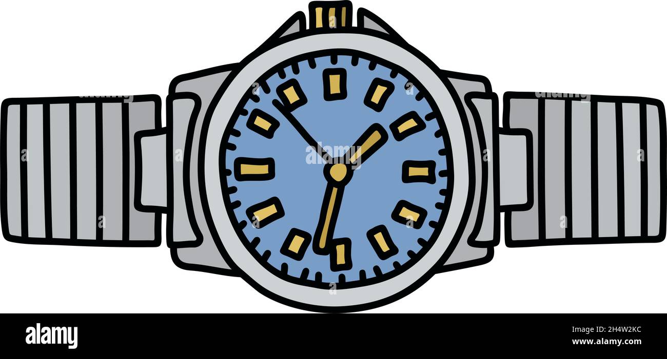 The hand drawing of a sports waterproof wristwatch Stock Vector Image ...