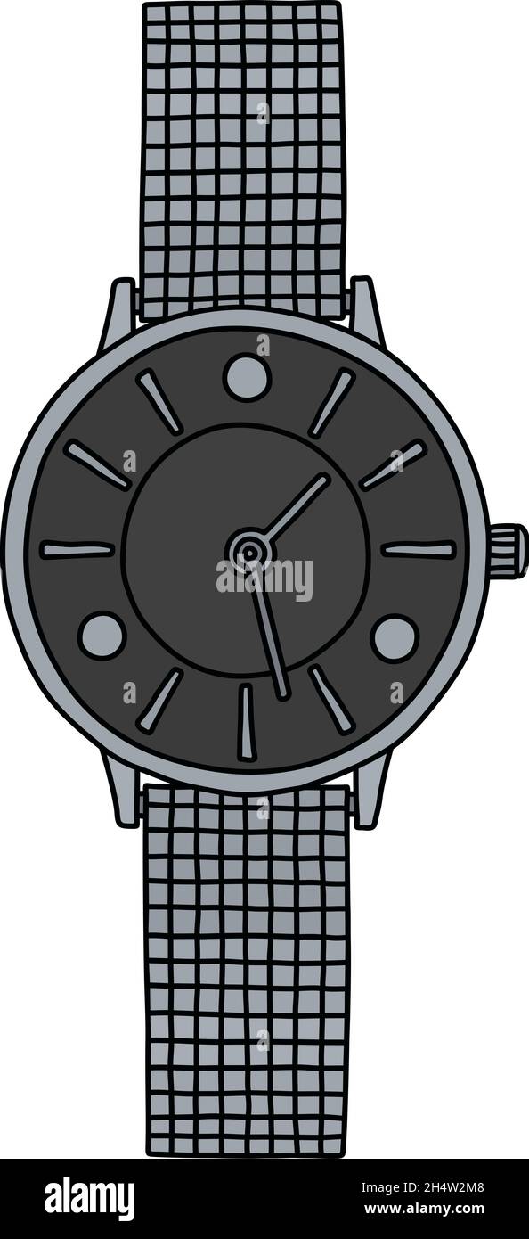 The vectorized hand drawing of a silver wonans wrist watches Stock ...