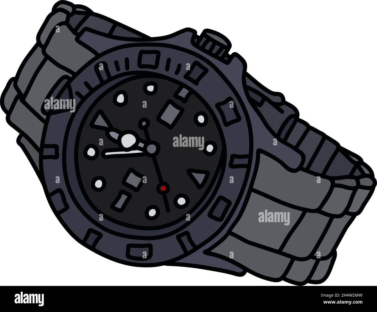 The vectorized hand drawing of a sports waterproof scrap watch Stock ...