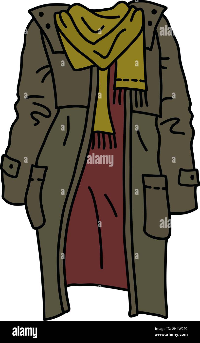 The vectorized hand drawing of a funny khaki coat Stock Vector Image ...