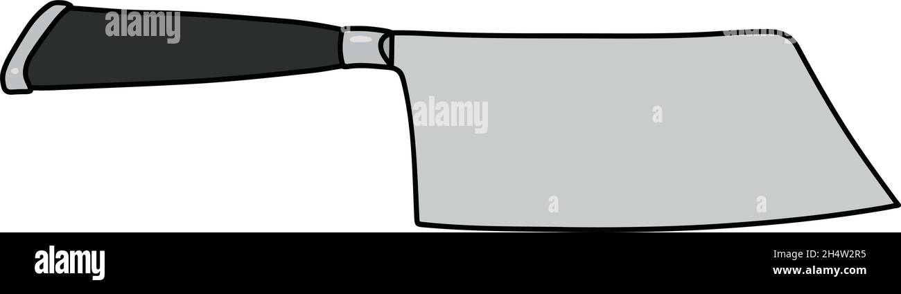The hand drawing of a steel meat cutter with a black handle Stock ...
