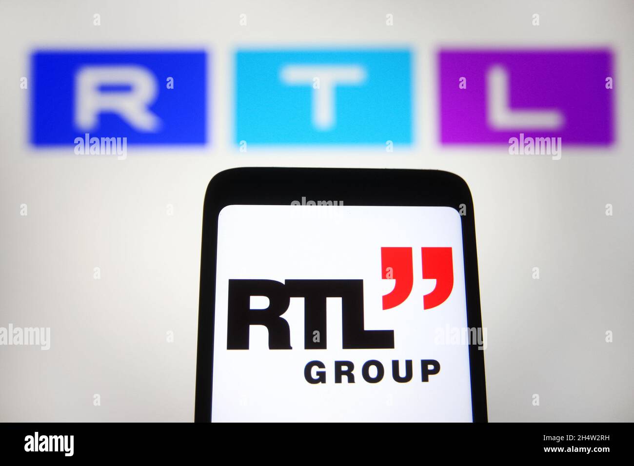 In this photo illustration a RTL Group S.A. logo is seen on a ...
