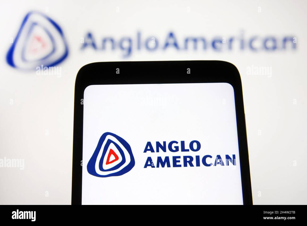 In this photo illustration an Anglo American plc logo of a mining ...