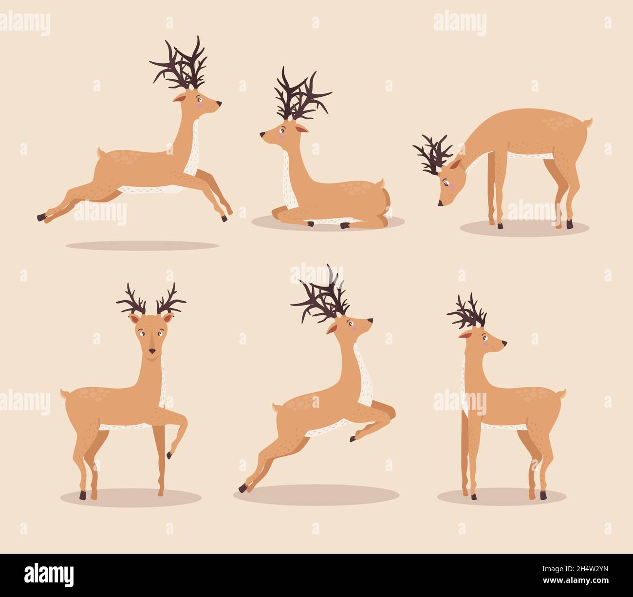 six reindeer animals group Stock Vector Image & Art - Alamy