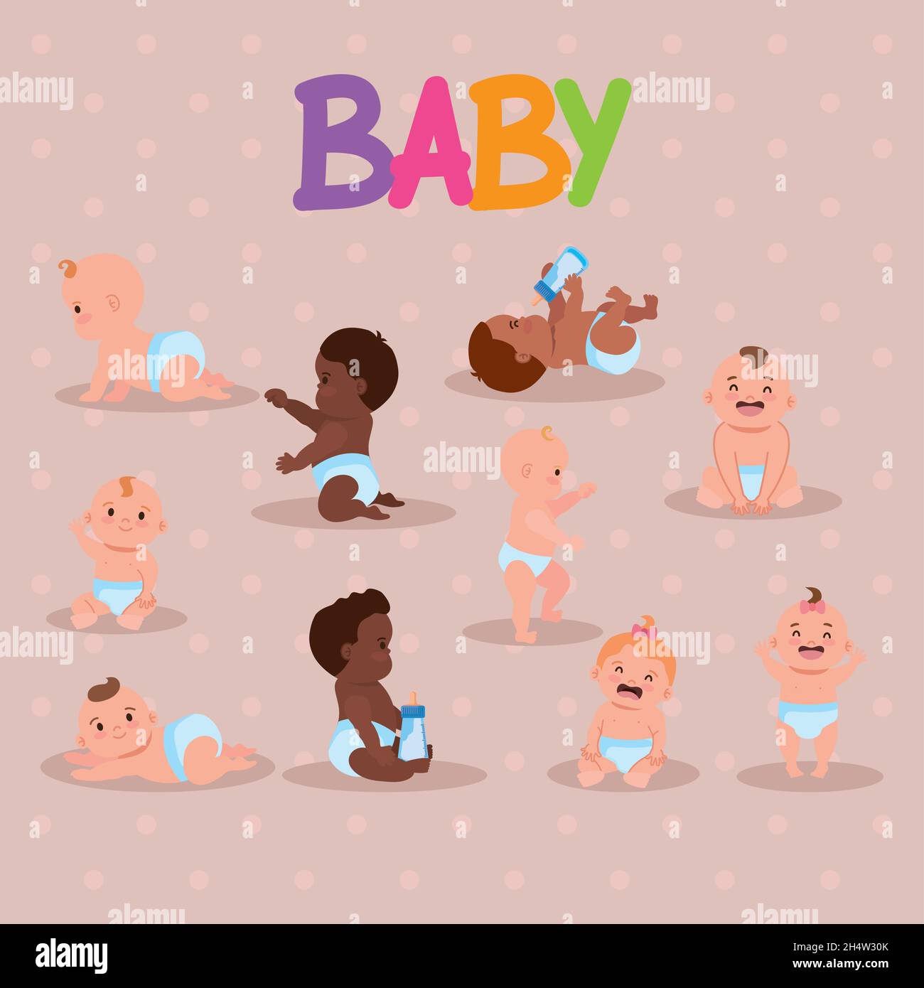 cute babies group Stock Vector Image & Art - Alamy