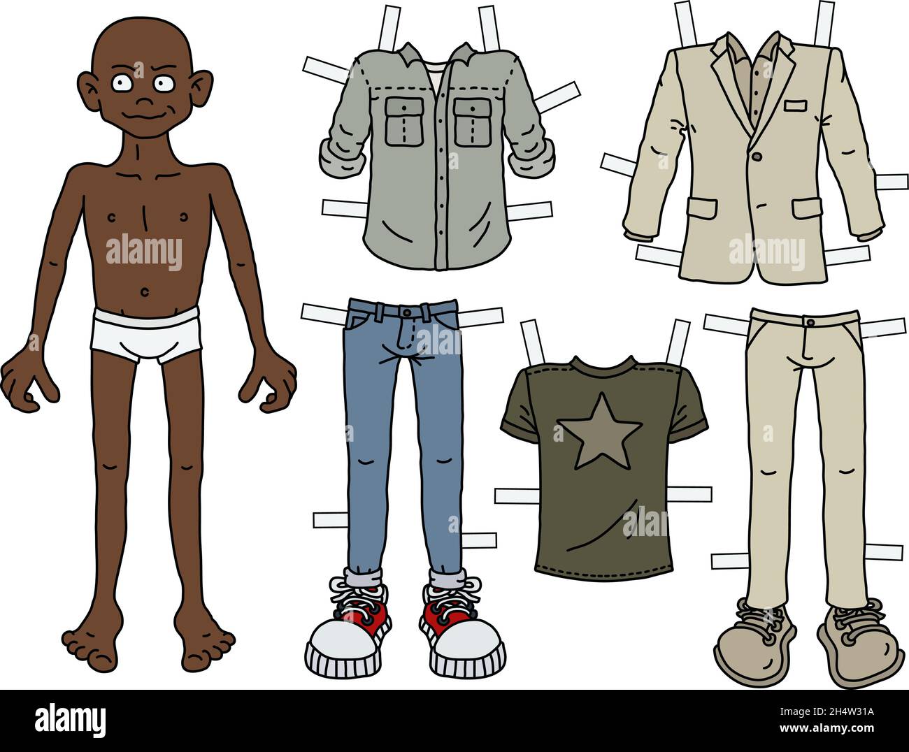 The paper doll funny boy with cutout clothes Stock Vector Image & Art ...